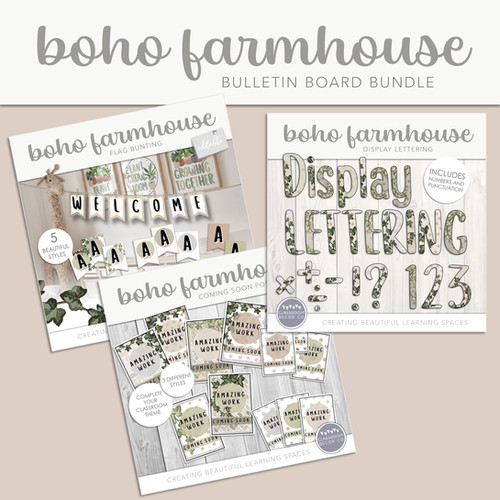Boho Farmhouse | Bulletin Board Mini Bundle | Classroom Decor Co