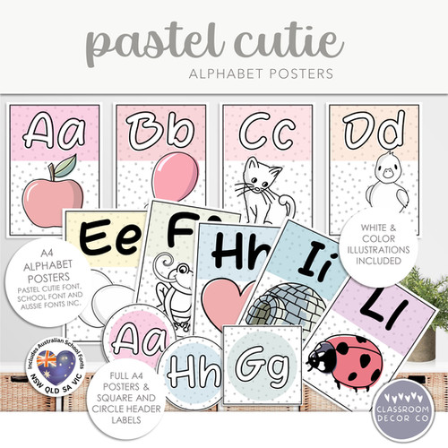 Pastel Cutie | Alphabet Posters | Classroom Decor Co