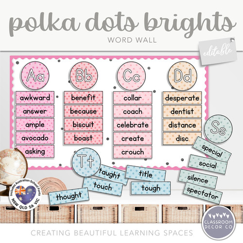 Polka Dots Brights | Word Wall | Classroom Decor Co