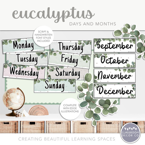 Eucalyptus | Days and Months Display | Classroom Decor Co