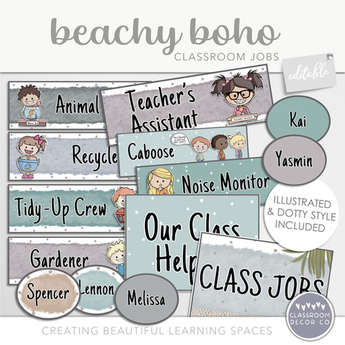 Beachy Boho | Classroom Jobs | Classroom Decor Co