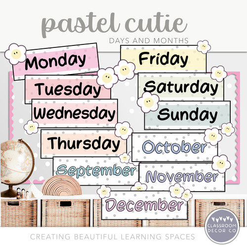Pastel Cutie | Day and Months Display | Classroom Decor Co