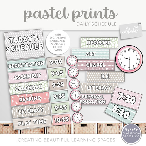 Pastel Prints | Daily Schedule | Classroom Decor Co
