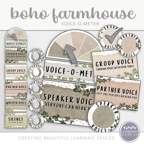 Boho Farmhouse | Noise-O-Meter | Classroom Decor Co