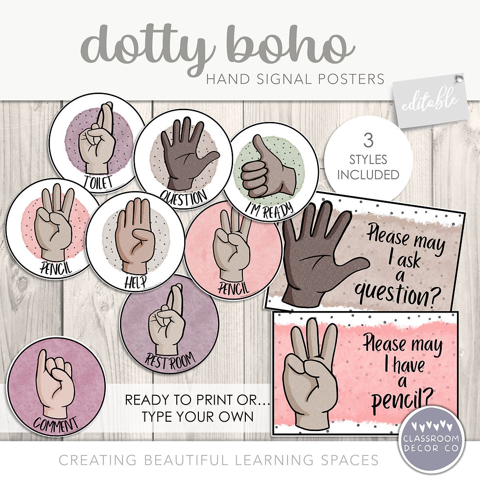 Dotty Boho | Hand Signals | Classroom Decor Co