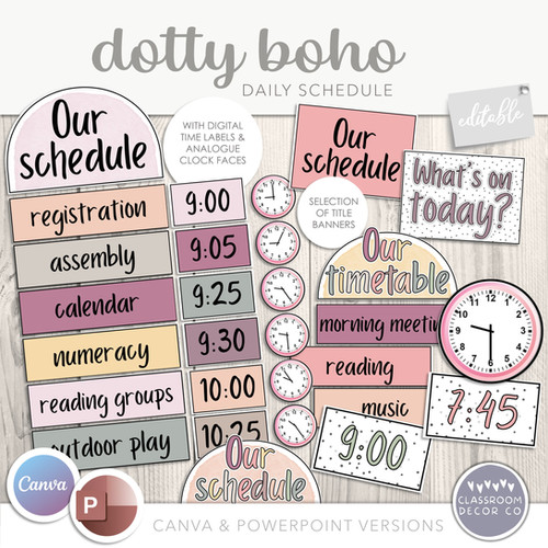Dotty Boho | Daily Schedule | Classroom Decor Co