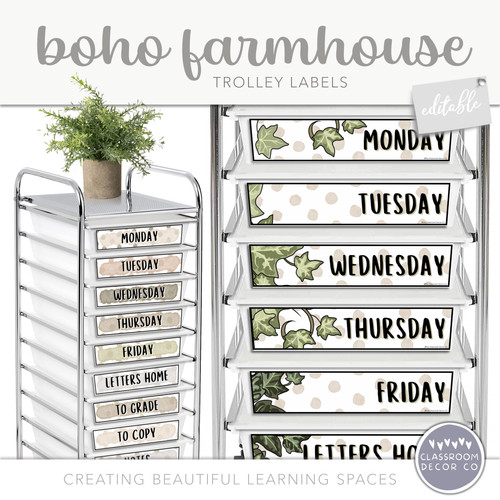 Boho Farmhouse | Teacher Trolley | Classroom Decor Co