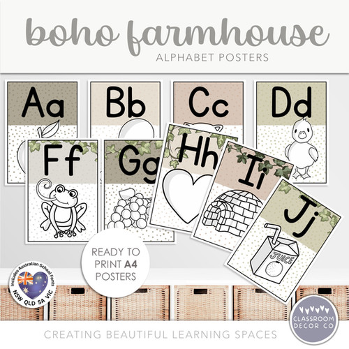 Boho Farmhouse | Alphabet Posters | Classroom Decor Co