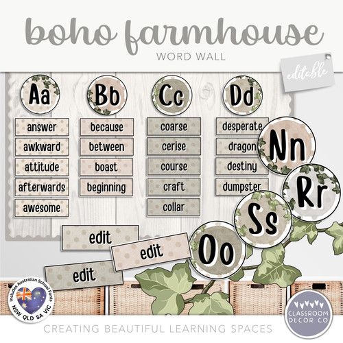 Boho Farmhouse | Word Wall | Classroom Decor Co
