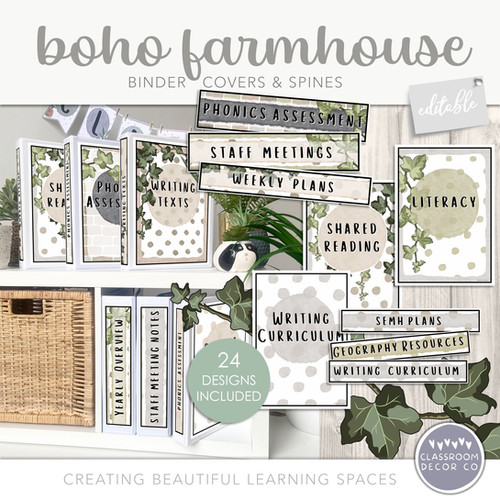 Boho Farmhouse | Binder Covers and Spines | Classroom Decor Co
