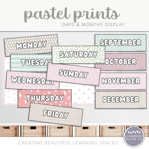 Pastel Prints | Days and Months | Classroom Decor Co