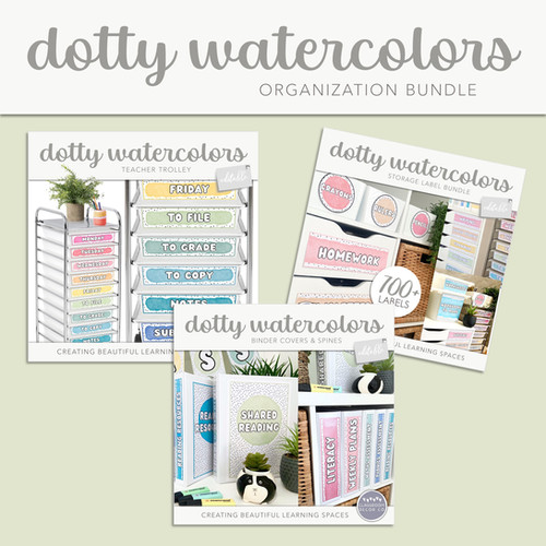 Dotty Watercolor | Organization Mini Bundle | Classroom Decor Co