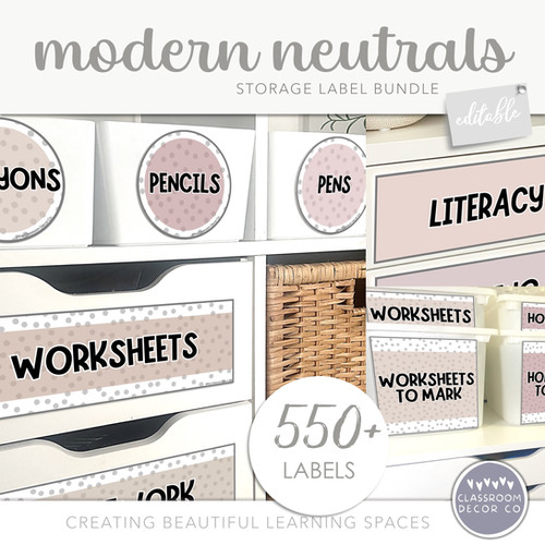 Modern Neutrals | Storage Label Bundle | Classroom Decor Co