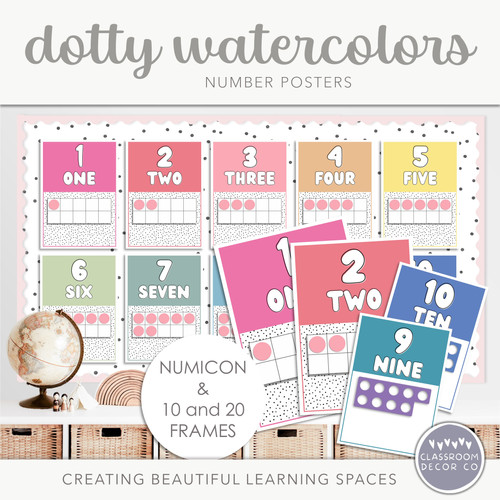 Dotty Watercolor | Number Posters | Classroom Decor Co