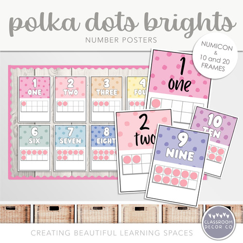 Polka Dots Brights | Number Posters | Classroom Decor Co