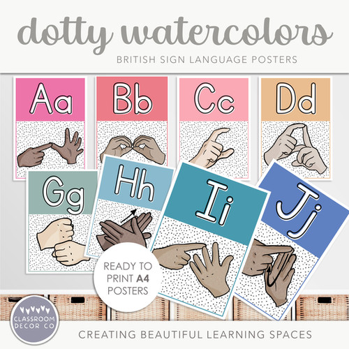Dotty Watercolor | BSL British Sign Language Posters | Classroom Decor Co