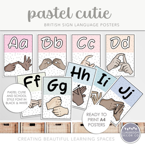 Pastel Cutie | British Sign Language Posters | Classroom Decor Co