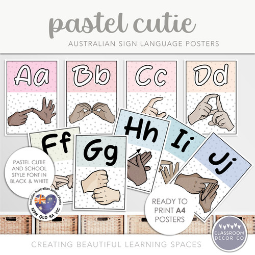 Pastel Cutie | AUSLAN Posters | Classroom Decor Co
