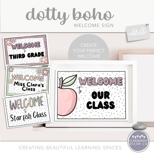 Dotty Boho | Welcome Sign | Classroom Decor Co