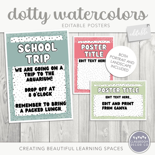 Dotty Watercolor | Editable Posters | Classroom Decor Co