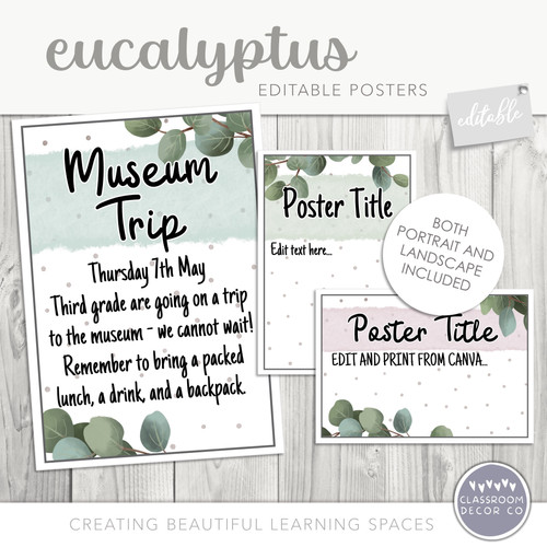 Eucalyptus | Editable Posters | Classroom Decor Co