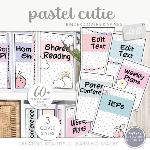 Pastel Cutie | Binder Covers and Spines | Classroom Decor Co
