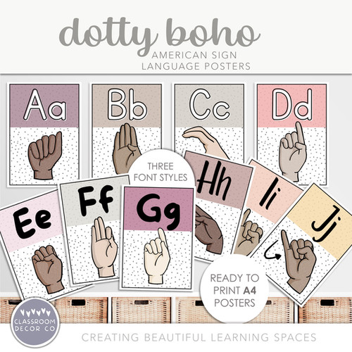 Dotty Boho | ASL American Sign Language Posters | Classroom Decor Co