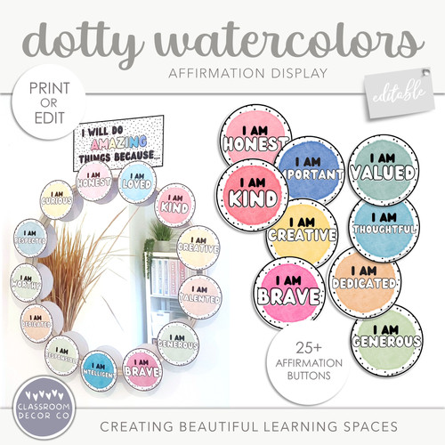 Dotty Watercolor | Affirmations | Classroom Decor Co