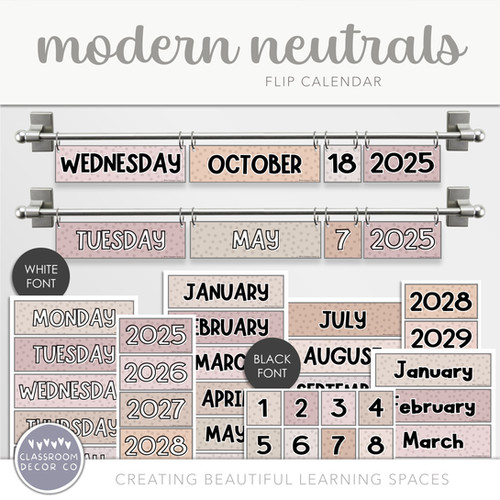 Modern Neutrals | Flip Calendar | Classroom Decor Co
