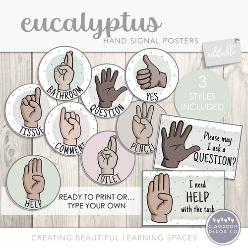 Eucalyptus | Hand Signals | Classroom Decor Co