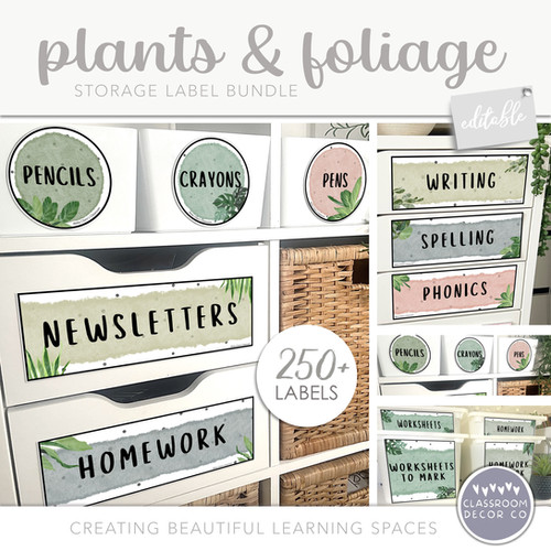 Plants and Foliage | Storage Label Bundle | Classroom Decor Co