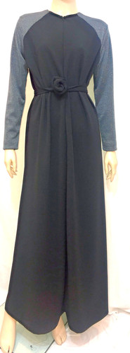 Modest Robe Front Zipper Solid Black & Gray Sparkle Sleeve | Devorah's ...