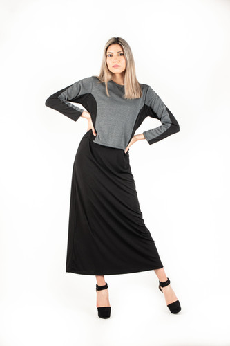 Maxi Dress Robe Hidden Nursing Flap Gray Sparkle With Solid Black ...