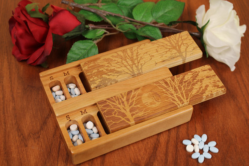 Forest Moon | AM PM Weekly Pill Organizer | Double | Masterpiece Laser