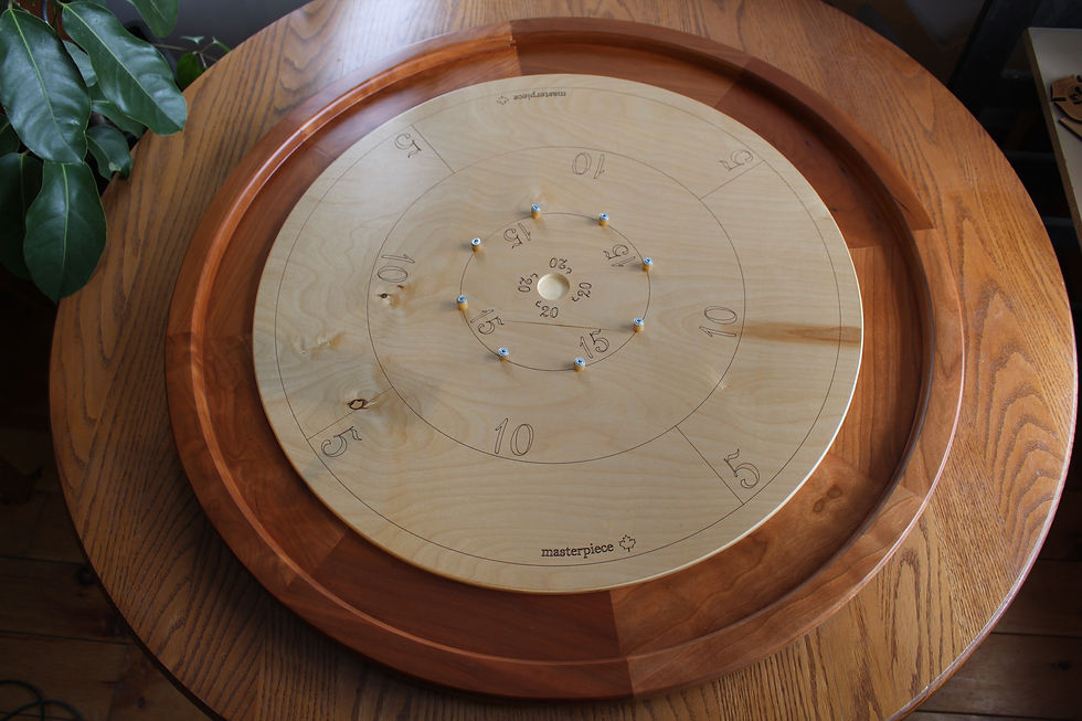Crokinole Score Box - Hard Maple Top/Cherry Bottom | Masterpiece Laser