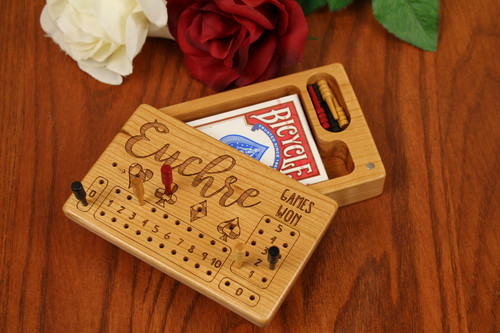 Euchre Score Counter Box | All Cherry | Masterpiece Laser