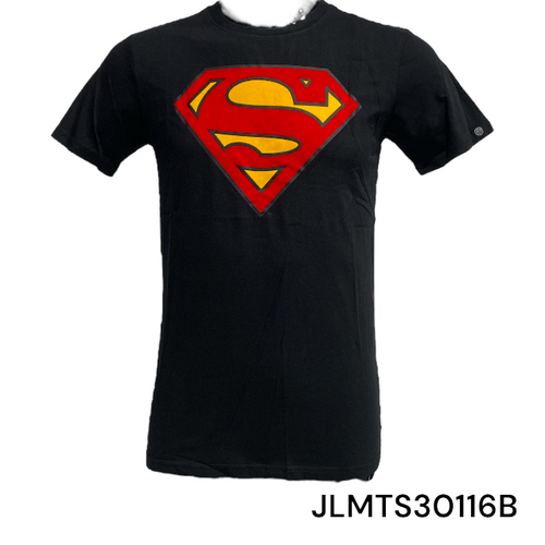 Superman Black with Large Traditional Felt Logo Mens T-Shirt | Gotham ...