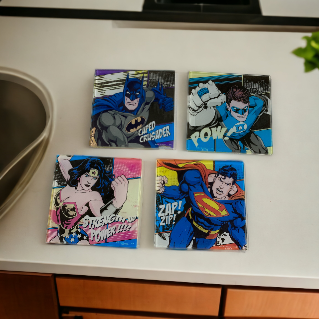 Superhero Glass Coasters | Gotham Collectables
