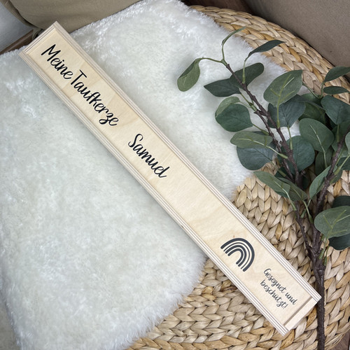 Taufkerzenbox Regenbogen | Stickig