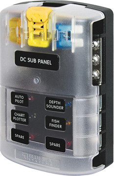 DC Sub Panel, ST Blade 6 Fuse Block w/Cover - By Blue Sea | 12° North ...