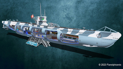 German Type VII Cutaway Model in 1:48 scale | Drydocks