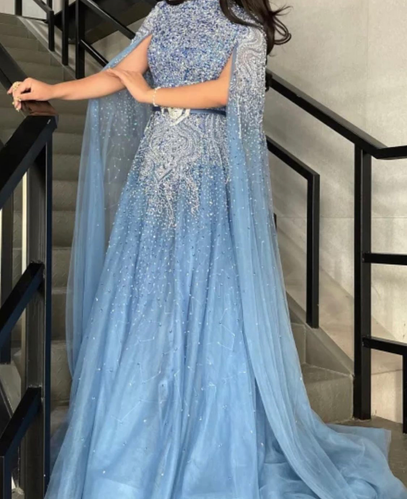 Baby blue cape dress | Bellascollection