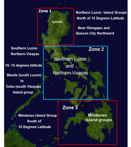 2015 Philippine Island Groups - all 3 Zones | global