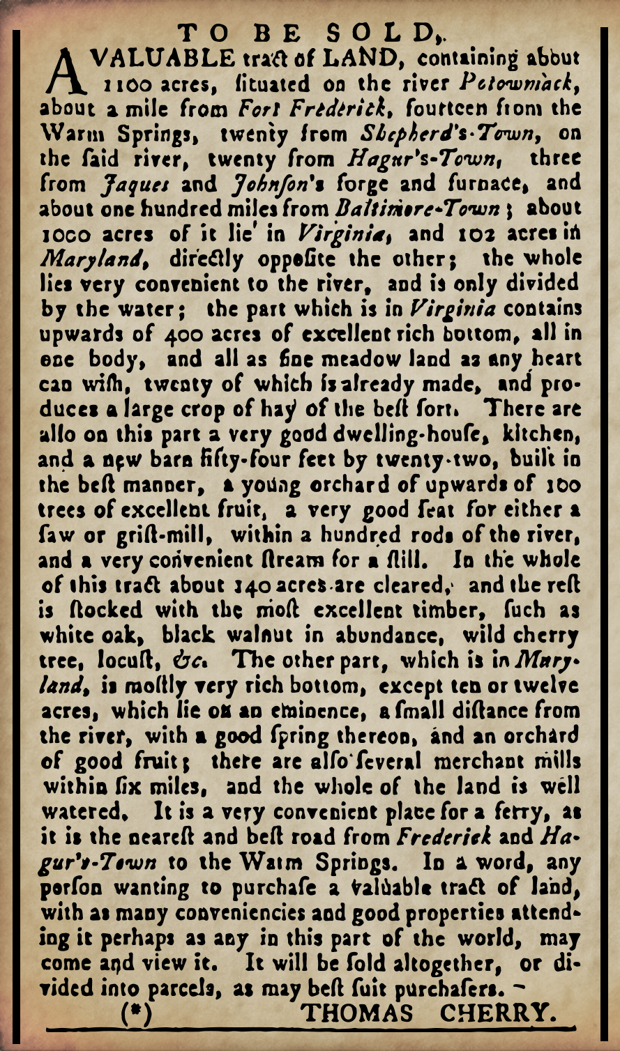 Thomas Cherry and His Fort: Facts Clouded by Conjecture