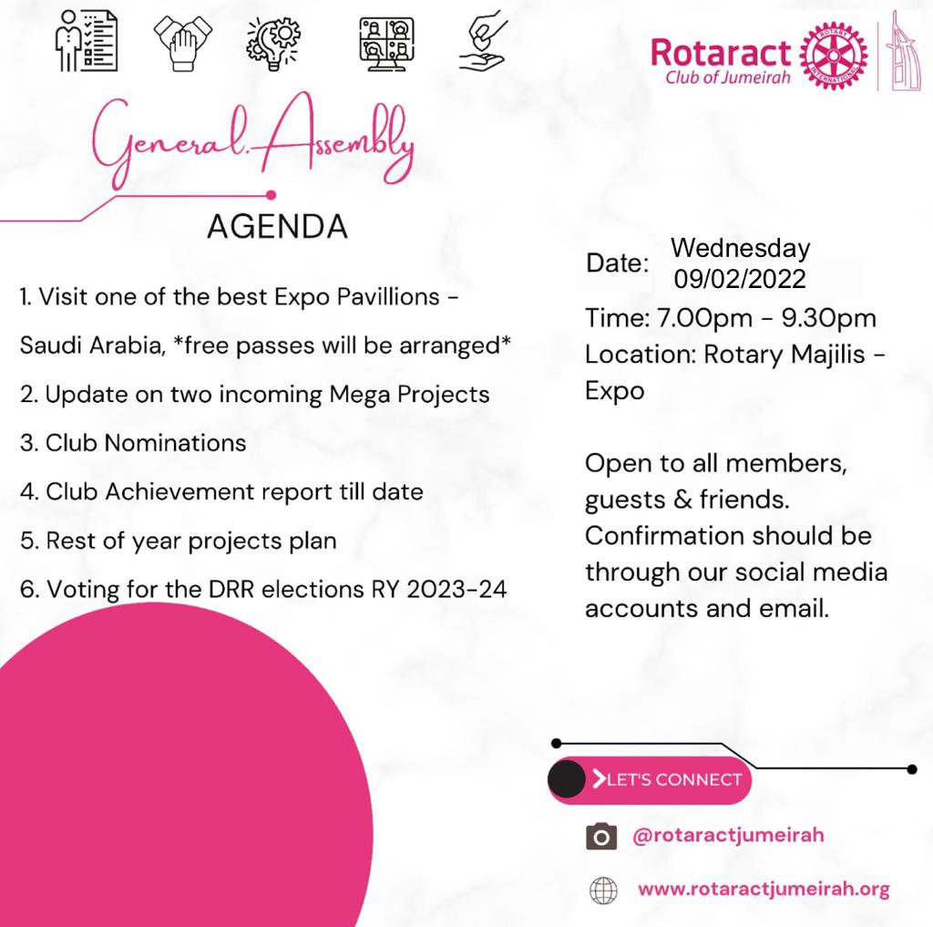 General Assembly for Rotaract Jumeirah | Rotary UAE