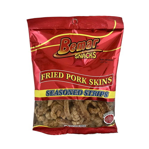 Bemar Snacks Fried Pork Skins Seasoned Strips | KG Distribution