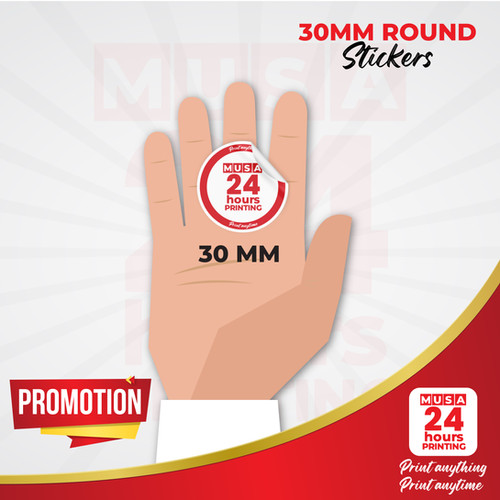 Circular Round Sticker Labels - 30mm (3cm) | Musa 24 Hours Printing