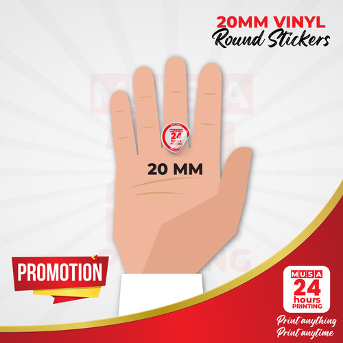 20mm Waterproof Vinyl Sticker Labels - Musa 24 Hours Printing Singapore