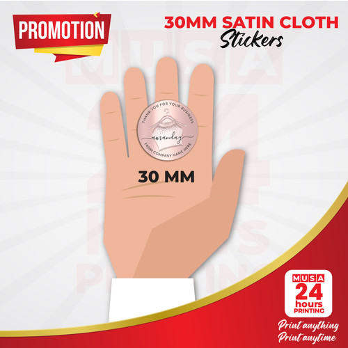 Satin Cloth Sticker Label Printing - Musa 24 Hours Printing Singapore