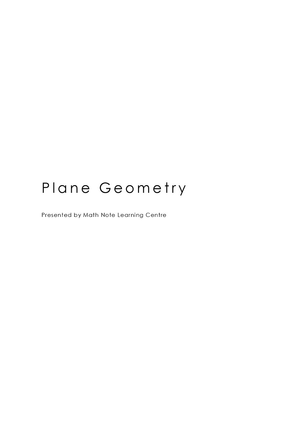 Plane Geometry | Math Note Tuition